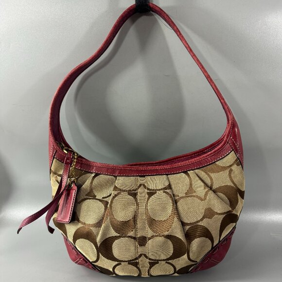 Coach | Bags | Coach 2227 Signature Jacqurard Cc Logo Canvas W Red ...